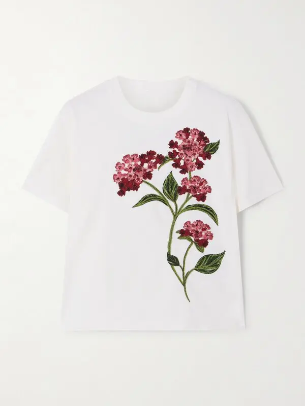 Agua Bendita Appliquéd Embroidered Cotton-jersey T-shirt - Multi