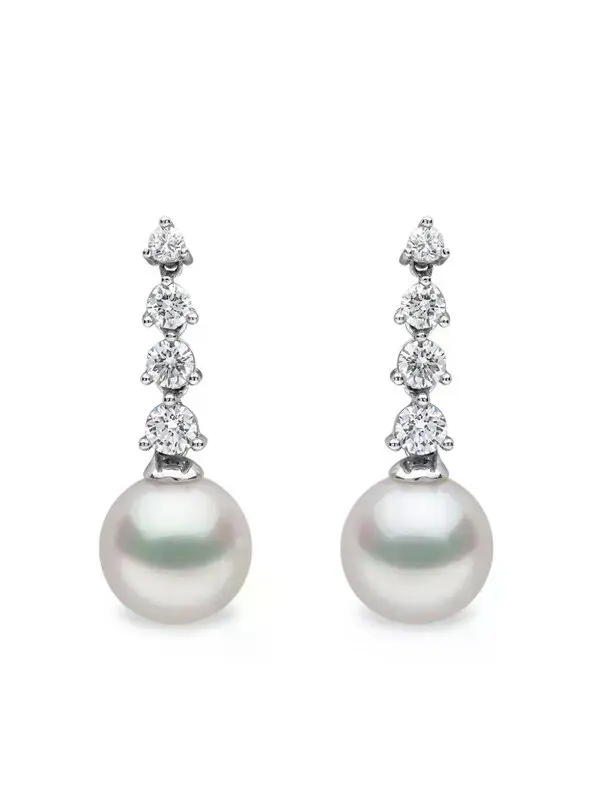 Yoko London 18k White Gold Akoya Pearl And Diamond Drop Earrings - Silver