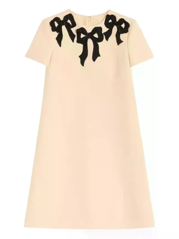 Valentino Garavani Embroidered Bow Mini Dress - Neutrals