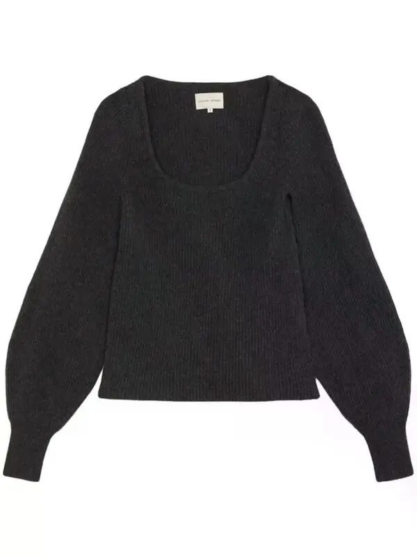 Loulou De Saison Ribbed Knit Jumper With Puff Sleeves - Grey