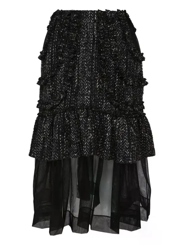 Simone Rocha Multi-frill Patchwork Midi Skirt - Black
