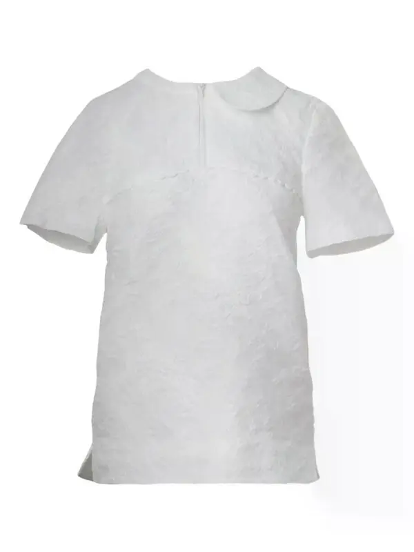 SHUSHU/TONG Textured Semi-peter Pan Collar Top - White