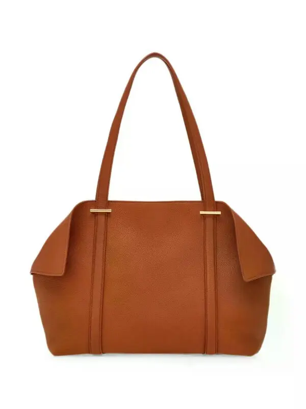 FERRAGAMO Calfskin Leather Folded Tote Bag - Brown