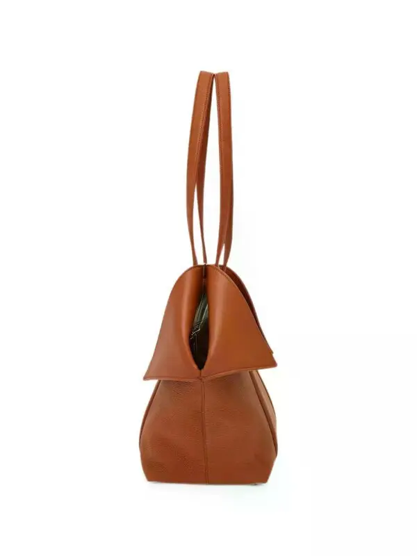 FERRAGAMO Calfskin Leather Folded Tote Bag - Brown
