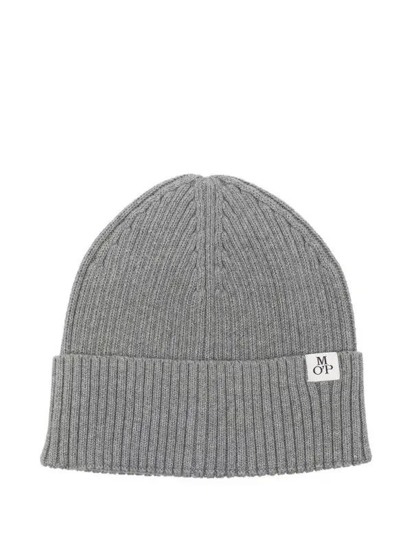 Marc O'polo Ribbed Knit Beanie With Label Appliqu