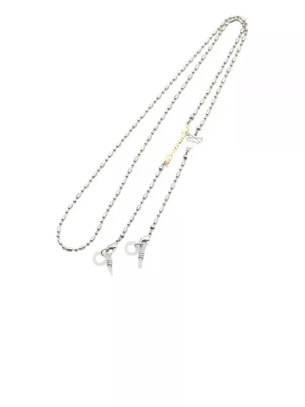 MASTERMIND WORLD Beaded Logo Plaque Glasses Chain - Silver