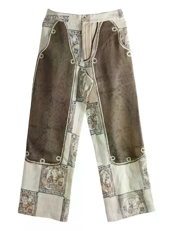 COMMUNS Patterned Panelled Trousers - Neutrals