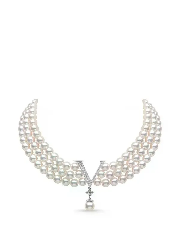 Yoko London 18k White Gold Akoya Pearl And Diamond Necklace - Silver