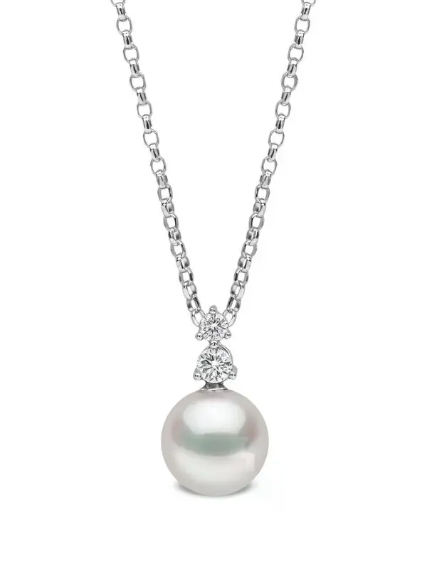 Yoko London 18k White Gold Akoya Pearl And Diamond Pendant Necklace - Silver