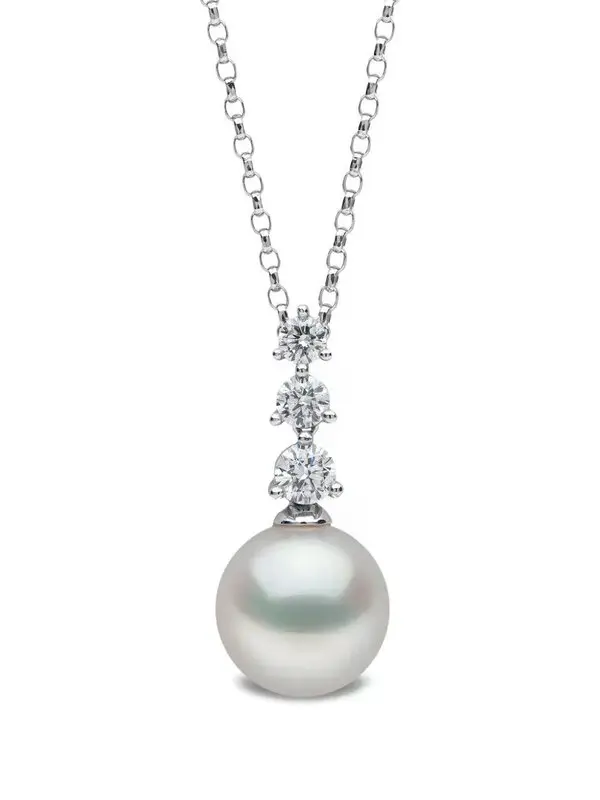 Yoko London 18k White Gold Akoya Pearl And Diamond Pendant - Silver