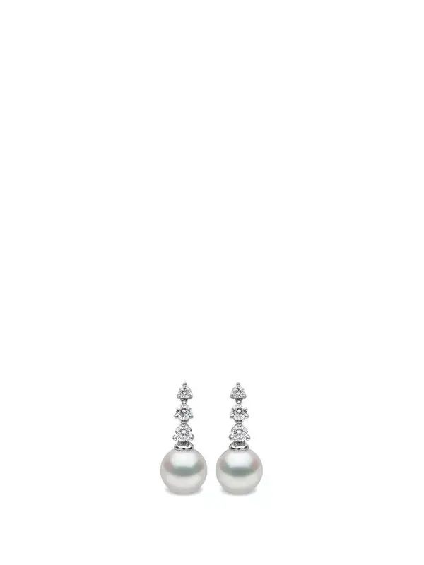 Yoko London 18k White Gold Akoya Pearl And Diamond Drop Earrings - Silver