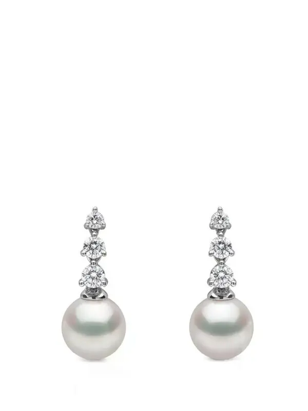 Yoko London 18k White Gold Akoya Pearl And Diamond Drop Earrings - Silver