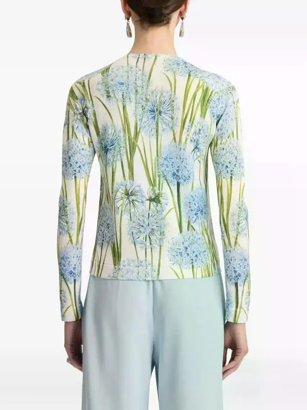 Oscar De La Renta Floral Print Cardigan