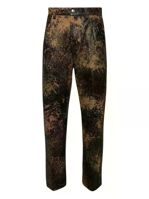 NAHMIAS Brown Distressed Leather Trousers - Black