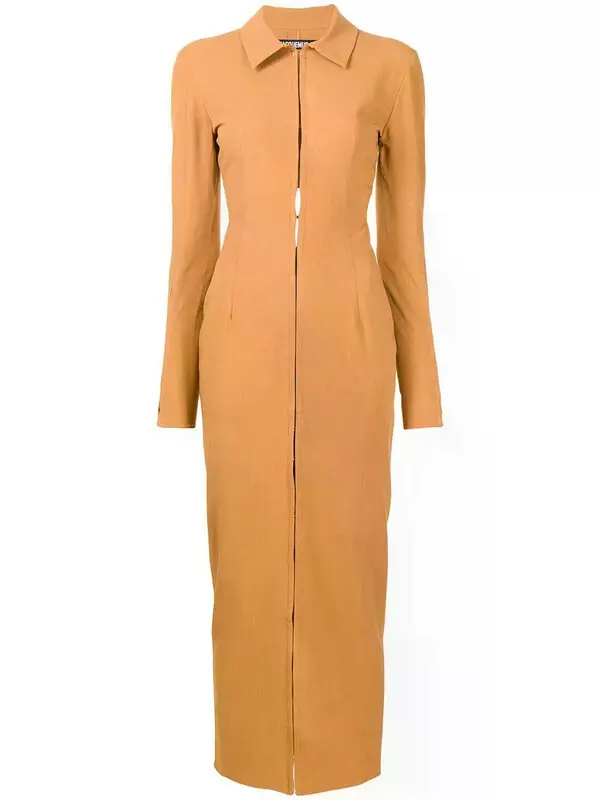 Jacquemus Obiou Straight Fitted Dress - Brown