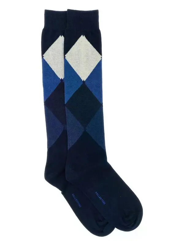 BALLANTYNE Diamond Patterned Knee High Stockings - Blue