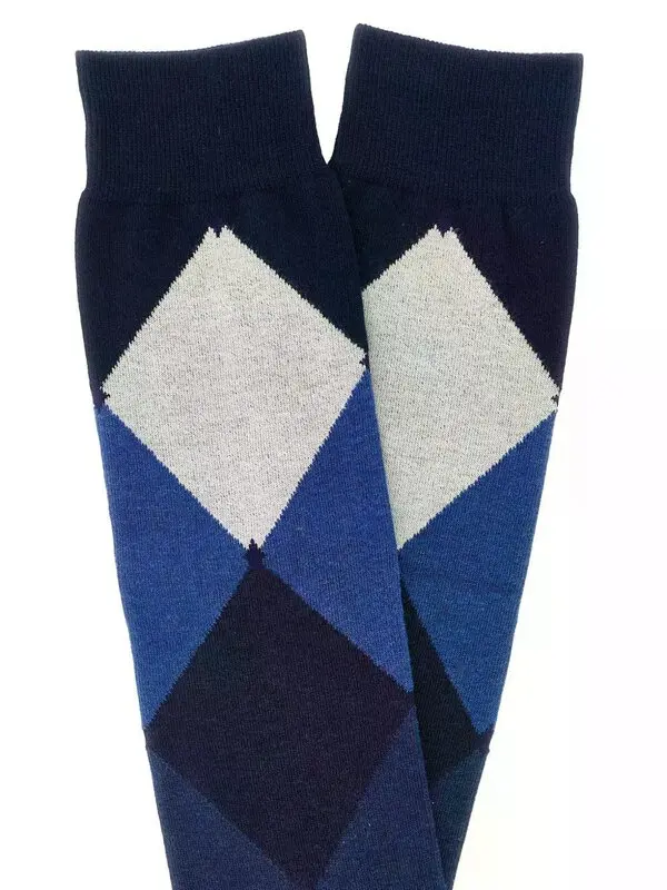 BALLANTYNE Diamond Patterned Knee High Stockings - Blue