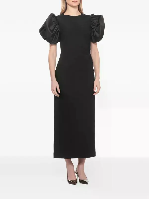 ROTATE BY BIRGER CHRISTENSEN Puff Sleeve Midi Dress - Black