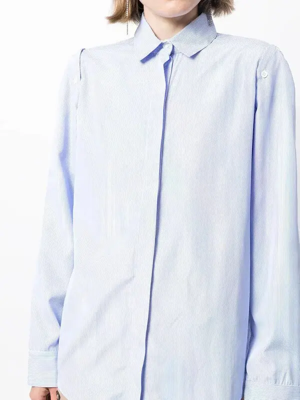 Rokh Pinstripe Print Tailored Long-sleeve Shirt