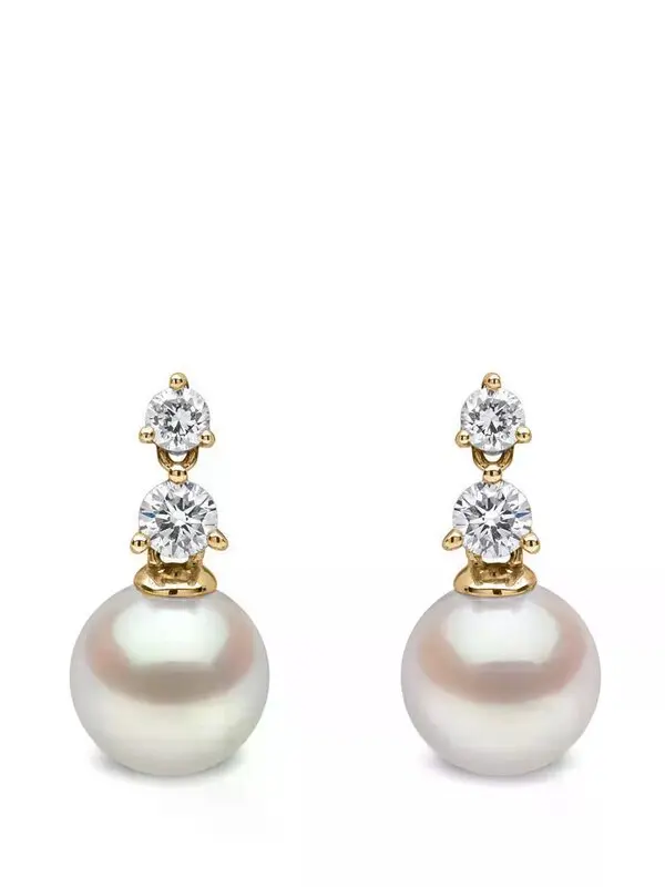 Yoko London 18k Yellow Akoya Pearl And Diamond Drop Earrings - Gold