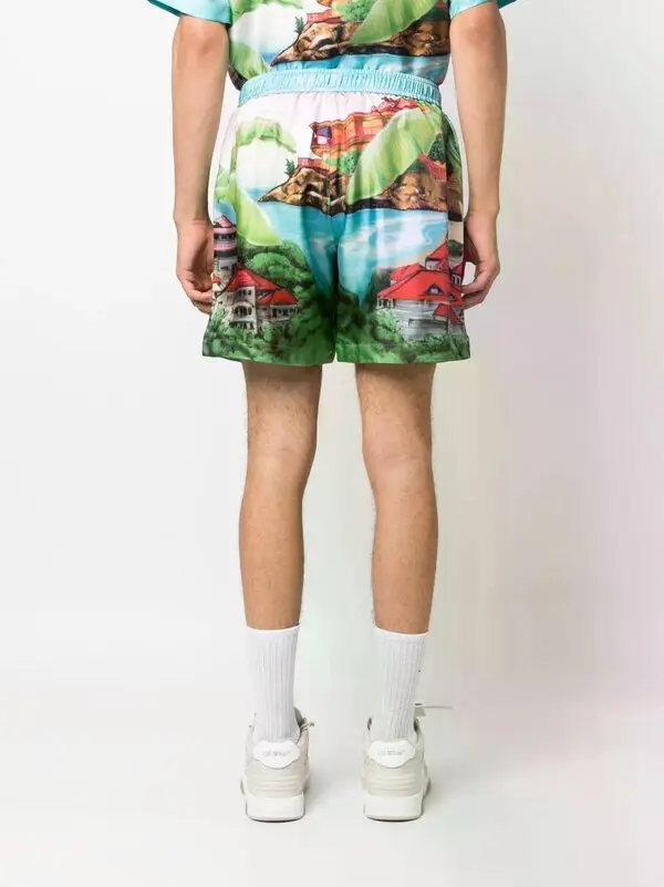 Amiri Eden Graphic-print Silk Shorts