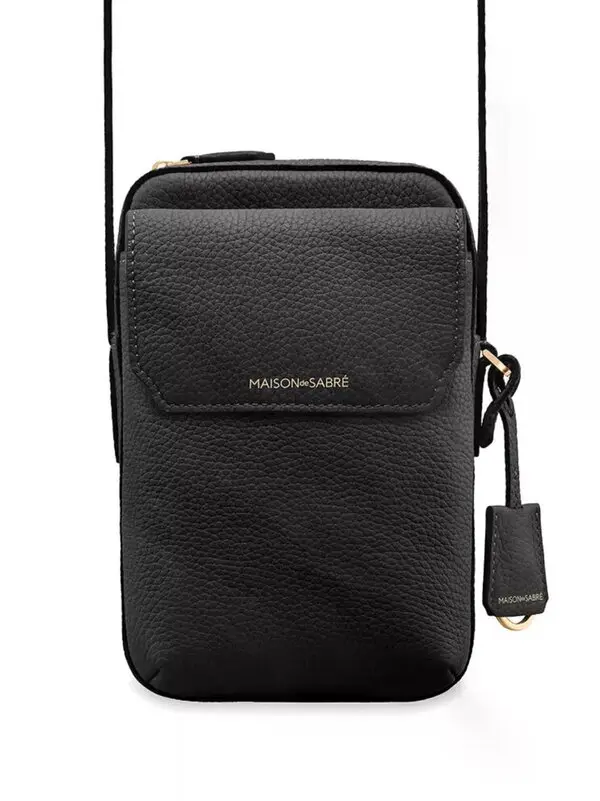 MAISON DE SABRE Leather Zip Phone Pouch - Black