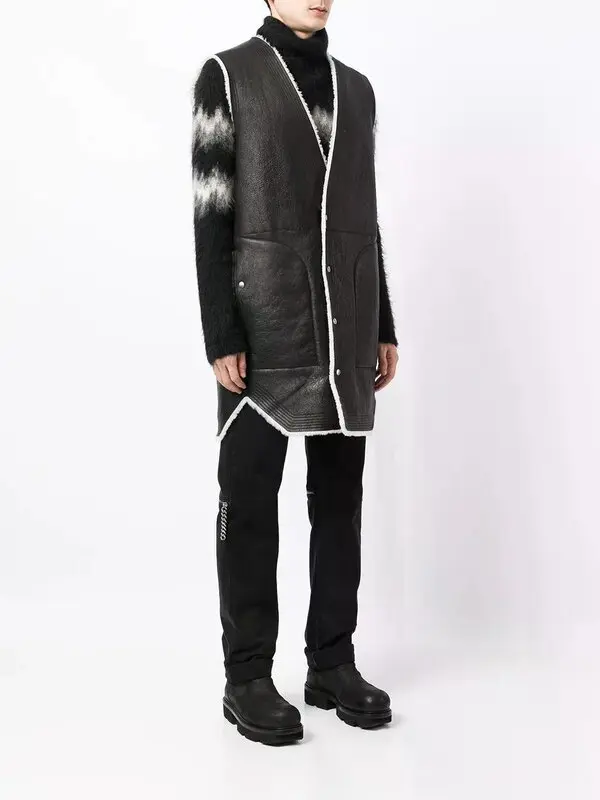 Rick Owens Contrasting Trim Leather Gilet - Black