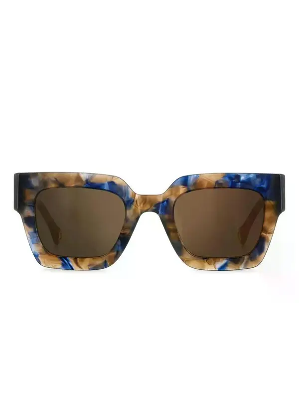 Carolina Herrera Square Frame Sunglasses With Logo Detail - Brown
