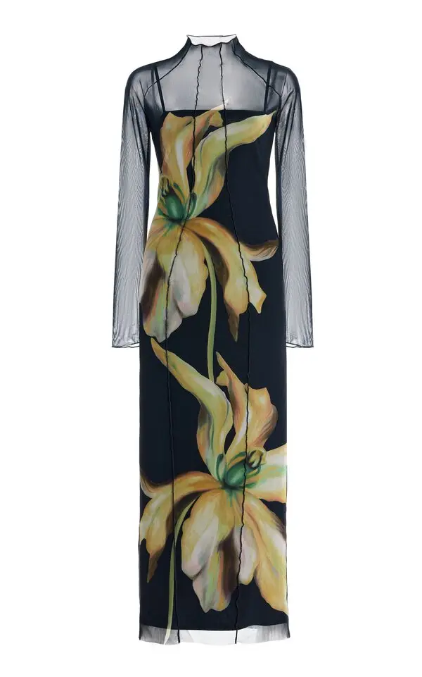 Significant Other Floral Mesh Midi Dress - Print