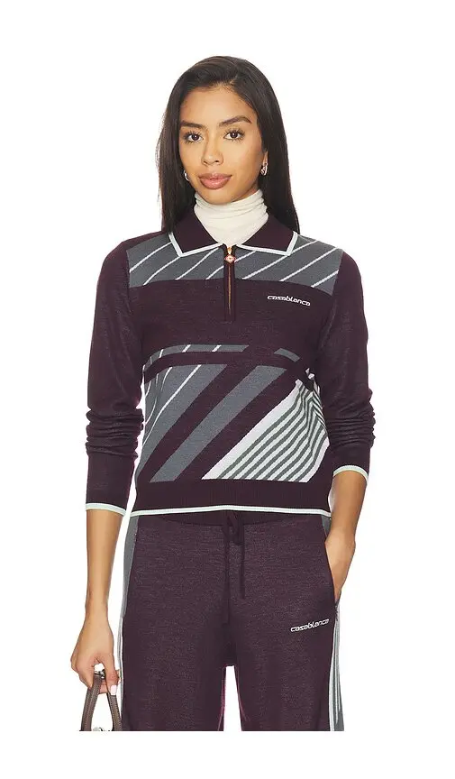 Casablanca Diagonal Sporty Polo - Navy