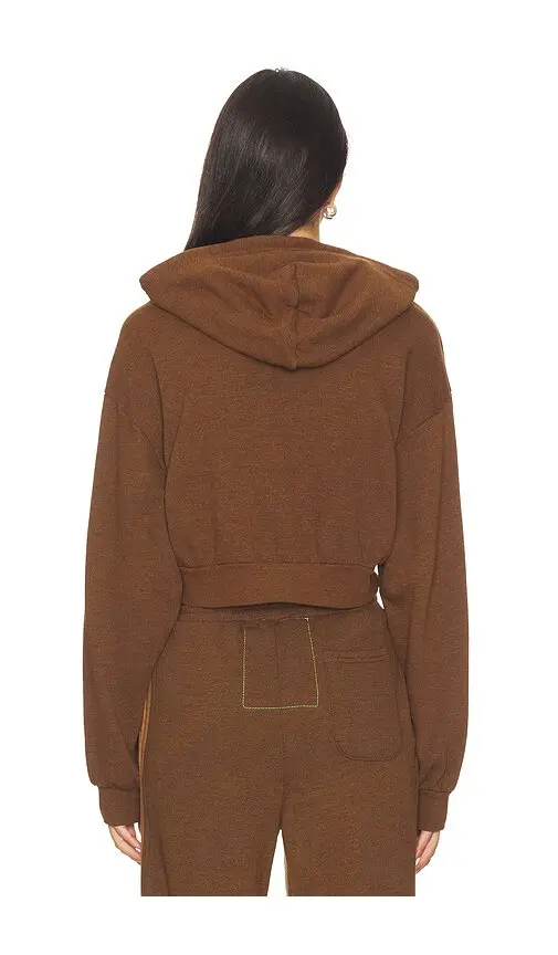 Aviator Nation 5 Stripe Cropped Zip Hoodie