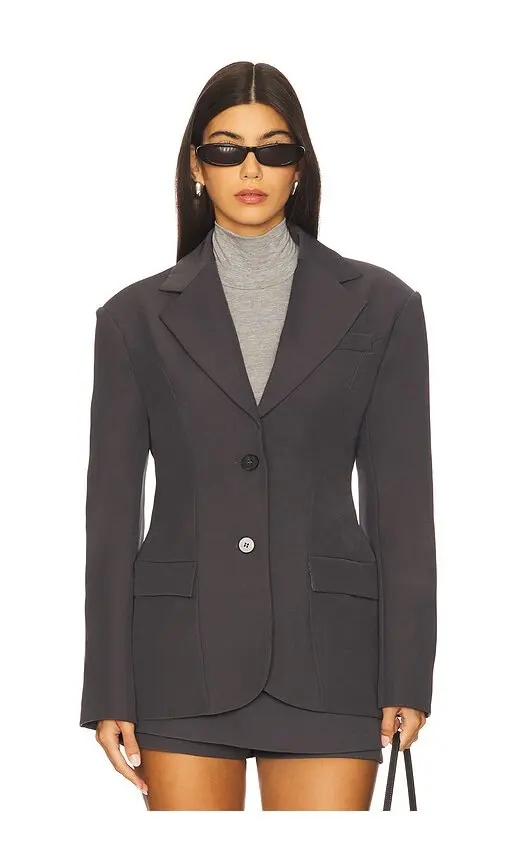 Line & Dot Ida Hourglass Blazer - Charcoal