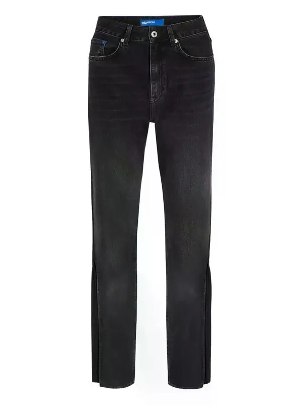 Karl Lagerfeld Split-hem High-rise Straight Leg Jeans - Black