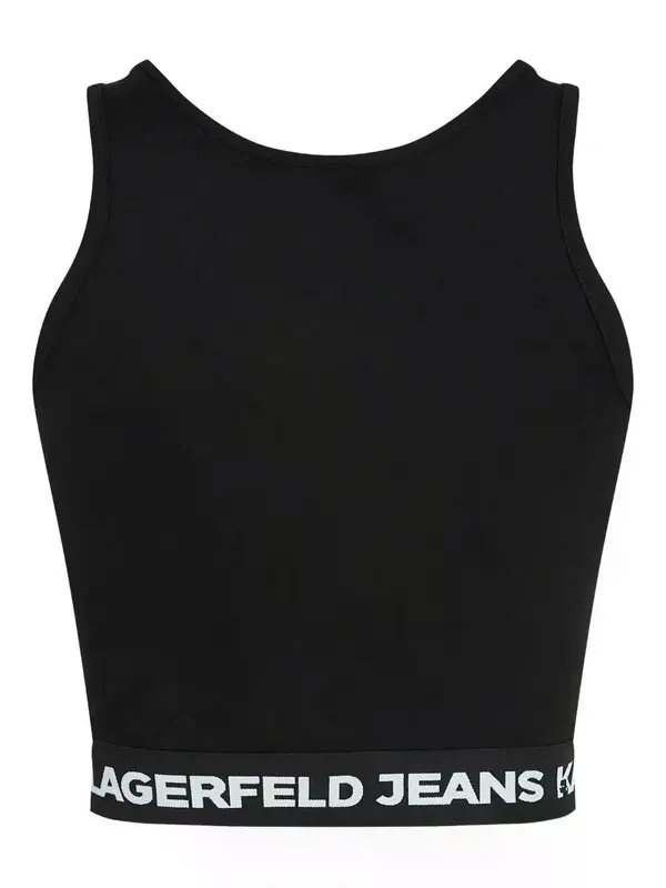 Karl Lagerfeld Logo Waistband Cropped Tank Top - Black