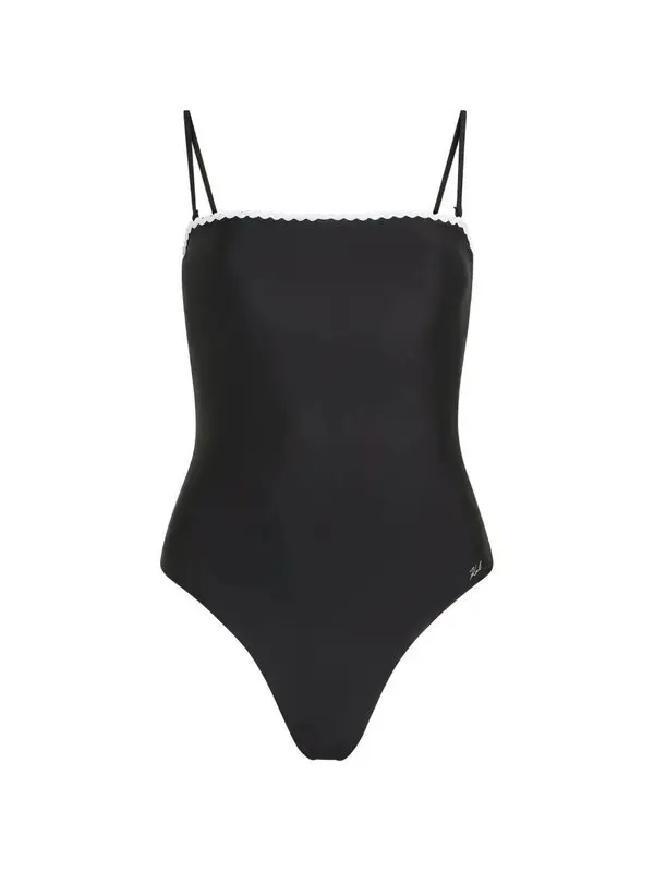 Karl Lagerfeld Scallop-trim Swimsuit - Black