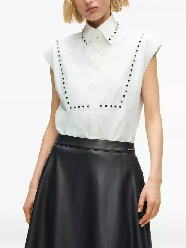 Karl Lagerfeld Sleeveless Studded Poplin Shirt
