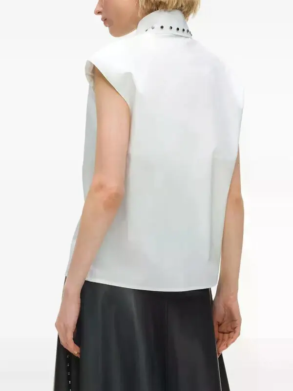 Karl Lagerfeld Sleeveless Studded Poplin Shirt