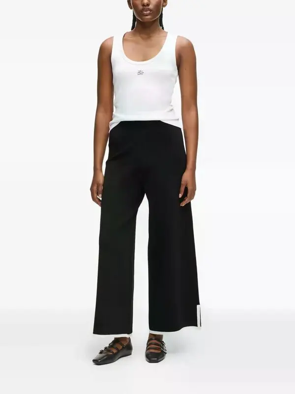 Karl Lagerfeld Palazzo Pants With Contrast Piping - Black