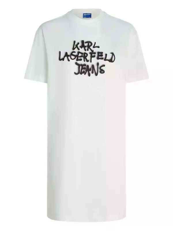 Karl Lagerfeld Graffiti Crewneck Dress - White