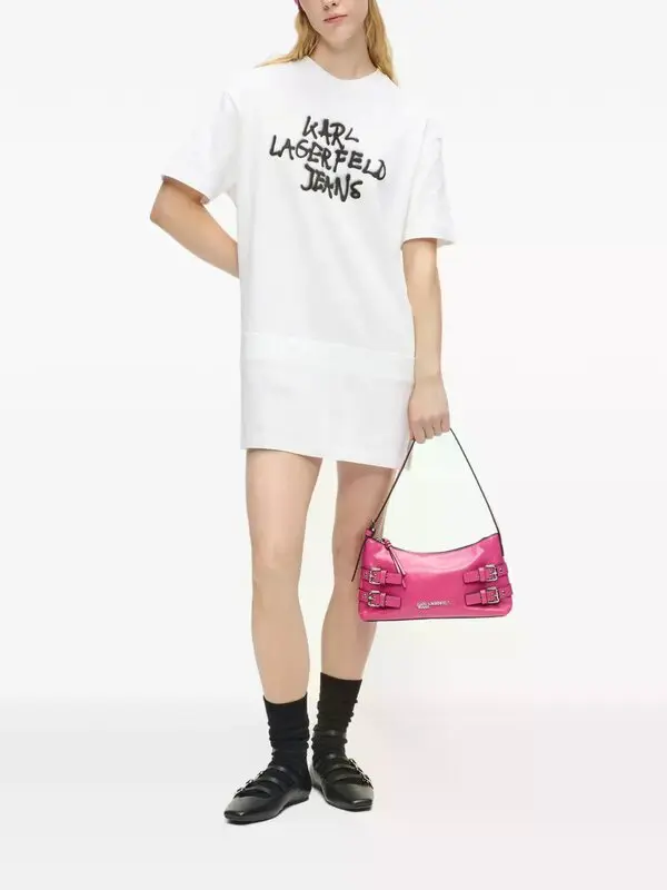 Karl Lagerfeld Graffiti Crewneck Dress - White