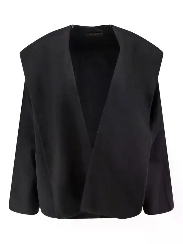 PALTO' V-neck Patch-pocket Coat - Black