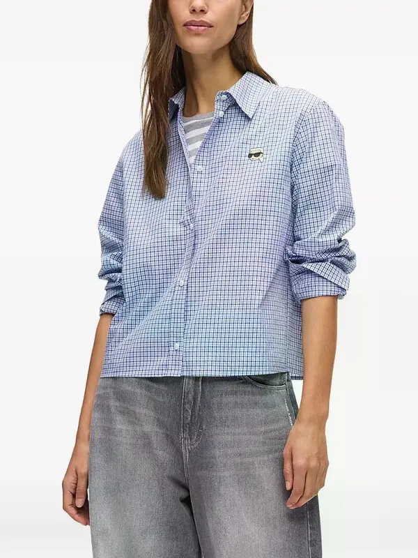 Karl Lagerfeld Checked Blouse With Logo Appliqu