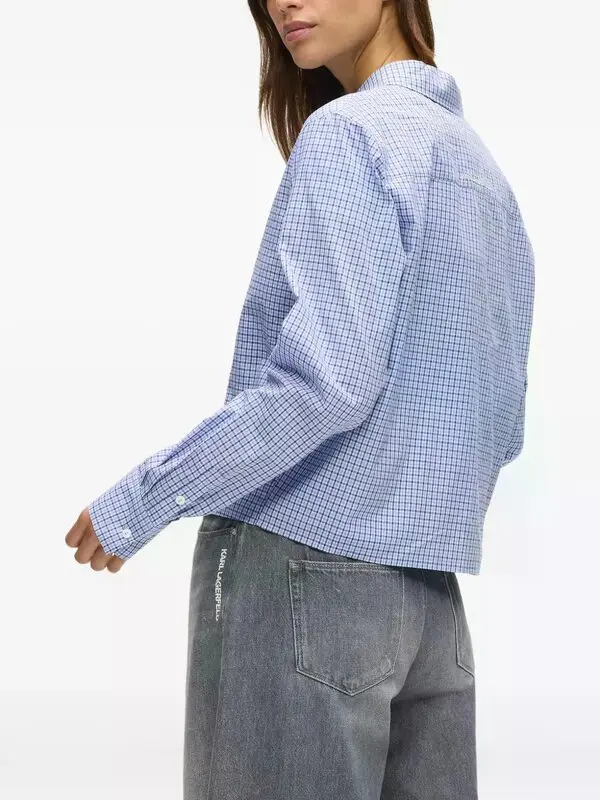Karl Lagerfeld Checked Blouse With Logo Appliqu