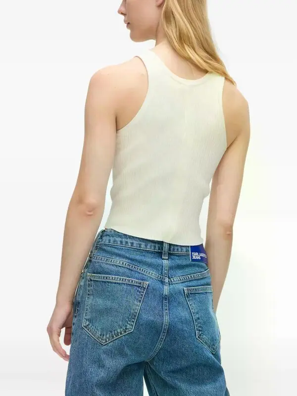 Karl Lagerfeld Ribbed Embroidered Logo Tank Top