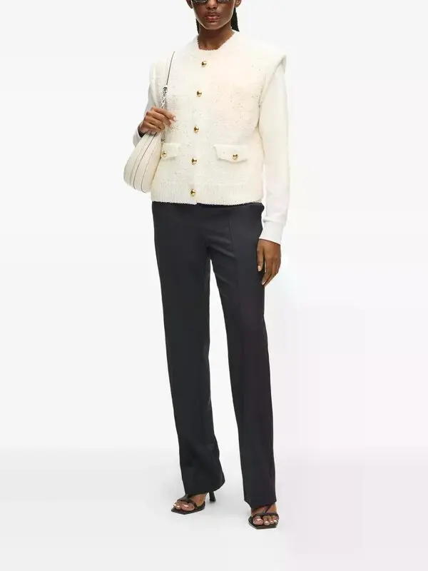 Karl Lagerfeld Bouclé Button Vest - Neutrals