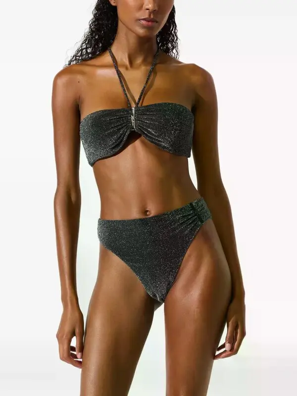 Karl Lagerfeld Metallic High-cut Bikini Briefs