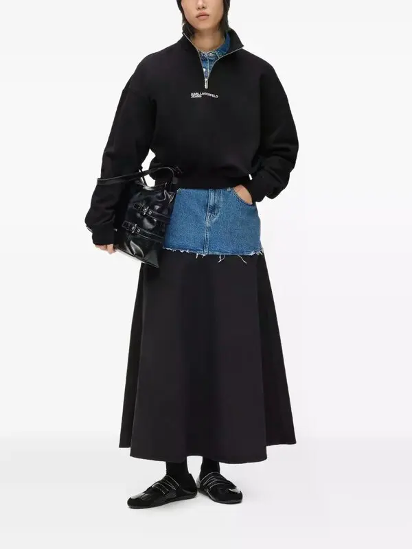 Karl Lagerfeld Embroidered Logo Half-zip Sweatshirt