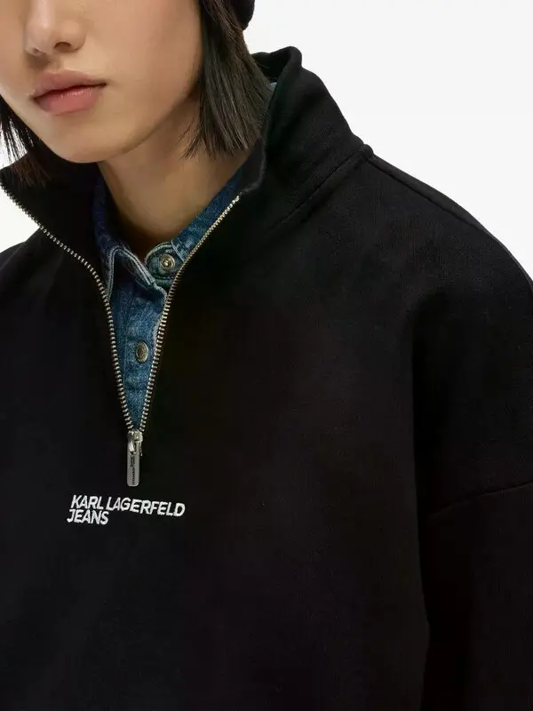Karl Lagerfeld Embroidered Logo Half-zip Sweatshirt