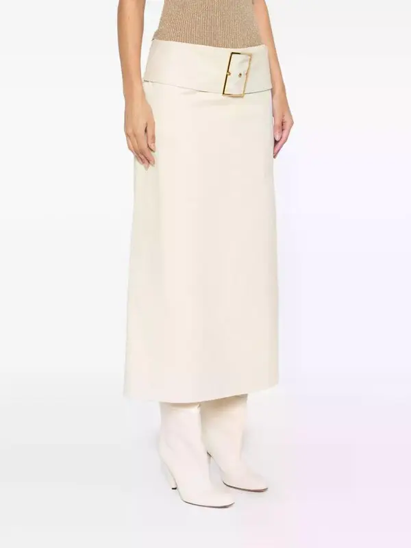 ROWEN ROSE Buckle Midi Skirt - Neutrals