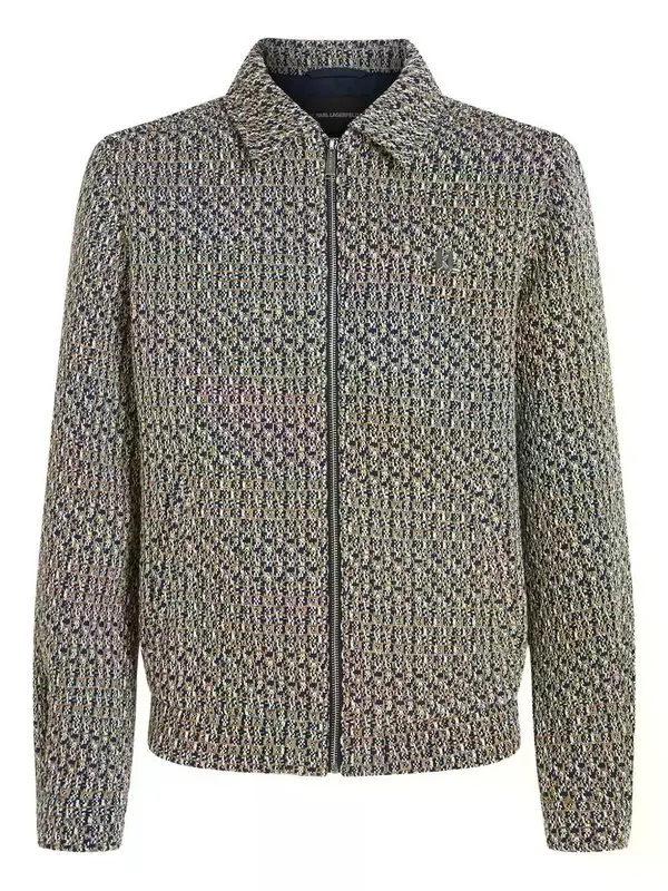 Karl Lagerfeld Zip-up Bouclé Tweed Jacket - Blue